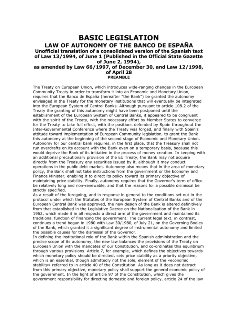 BASIC LEGISLATION