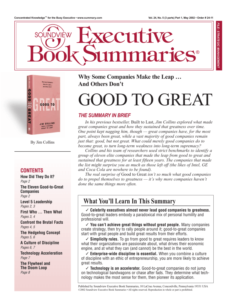 Good To Great Executive Summary
