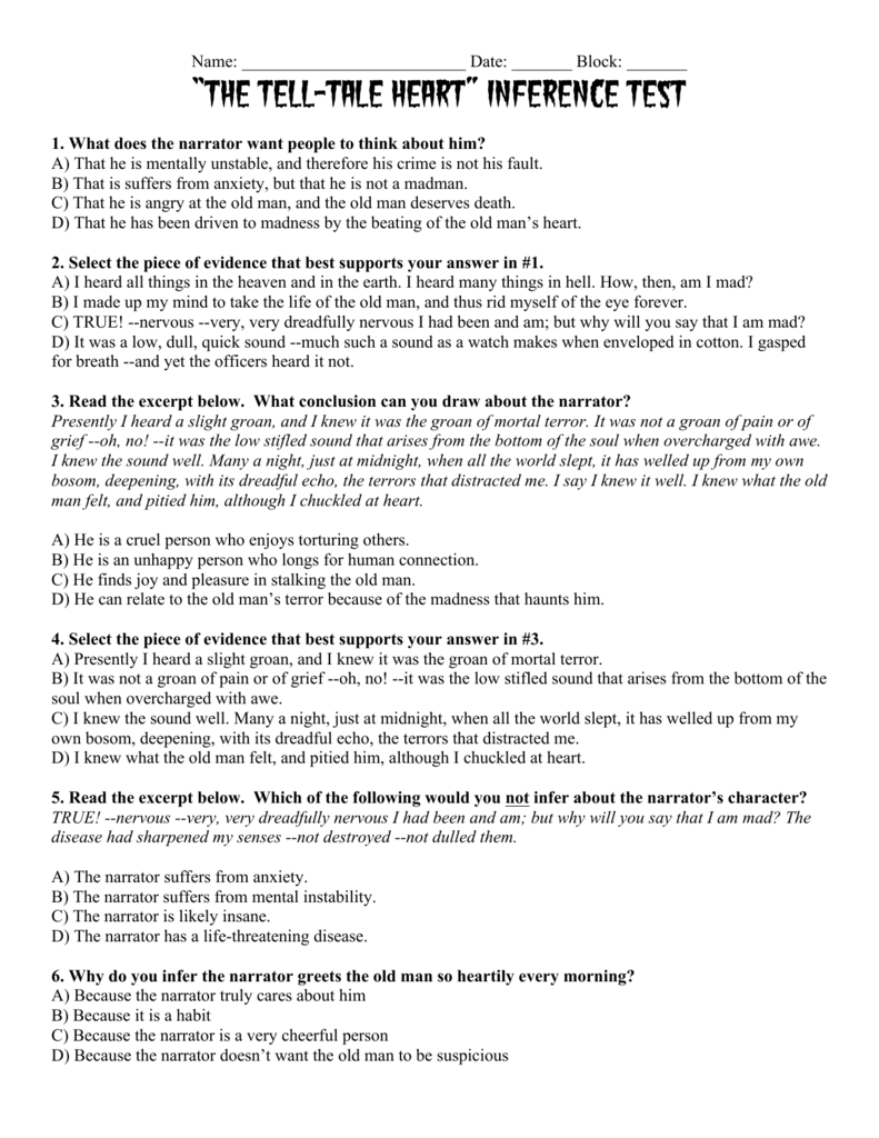 The Tell Tale Heart Inference Test