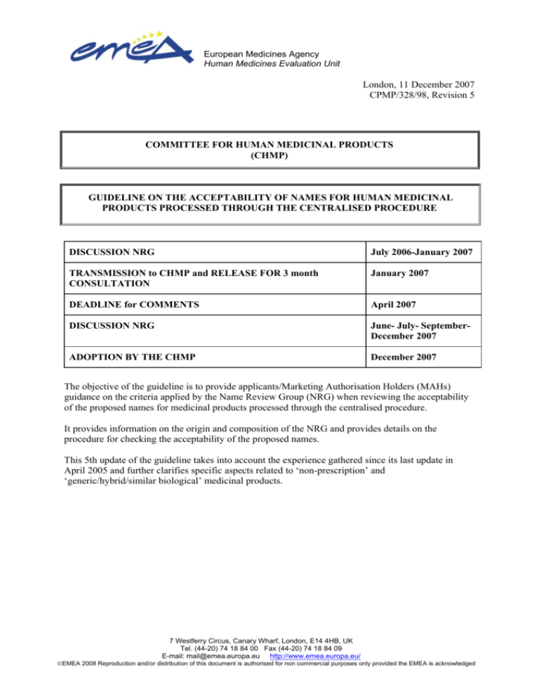 Guideline On The Acceptability Of Invented Names For Human Guideline On The Acceptability Of Invented Names For Human