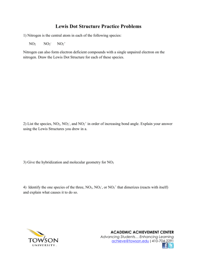 Lewis Dot Structure Practice Problems