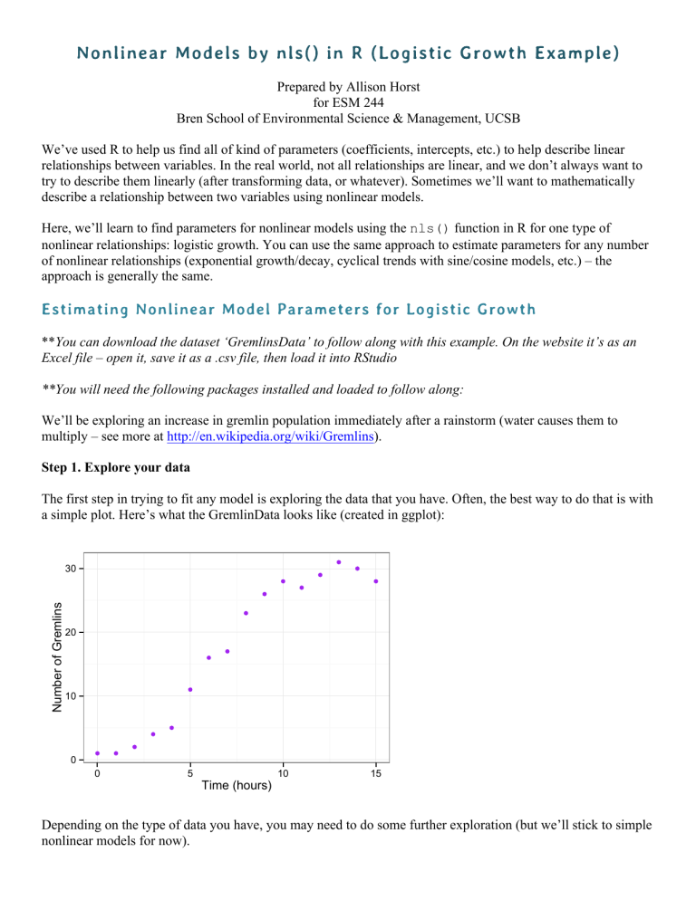Nonlinear Models In R