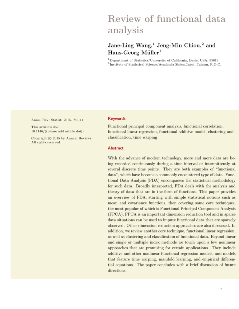 Review Of Functional Data Analysis