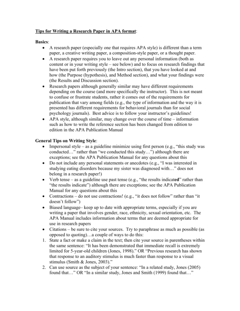 Tips For Writing A Research Paper In APA Format