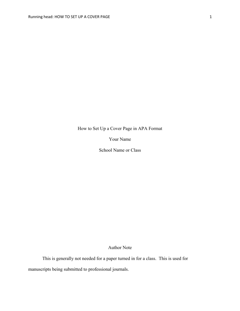 How To Set Up A Cover Page In APA Format Your Name School