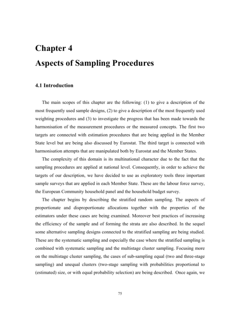 Chapter 4 Aspects Of Sampling Procedures Chapter 4 Aspects Of Sampling Procedures