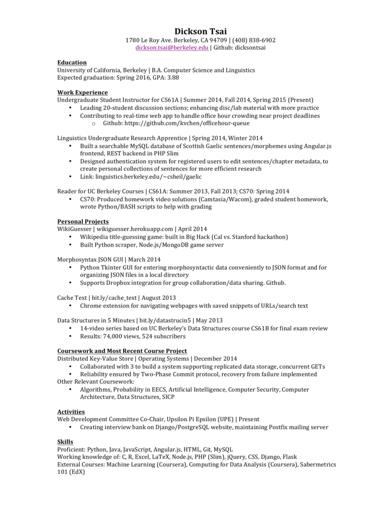 Berkeley Resume Best Template
