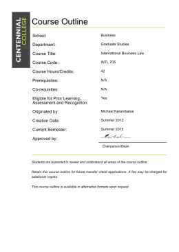 Course Outline - Centennial College