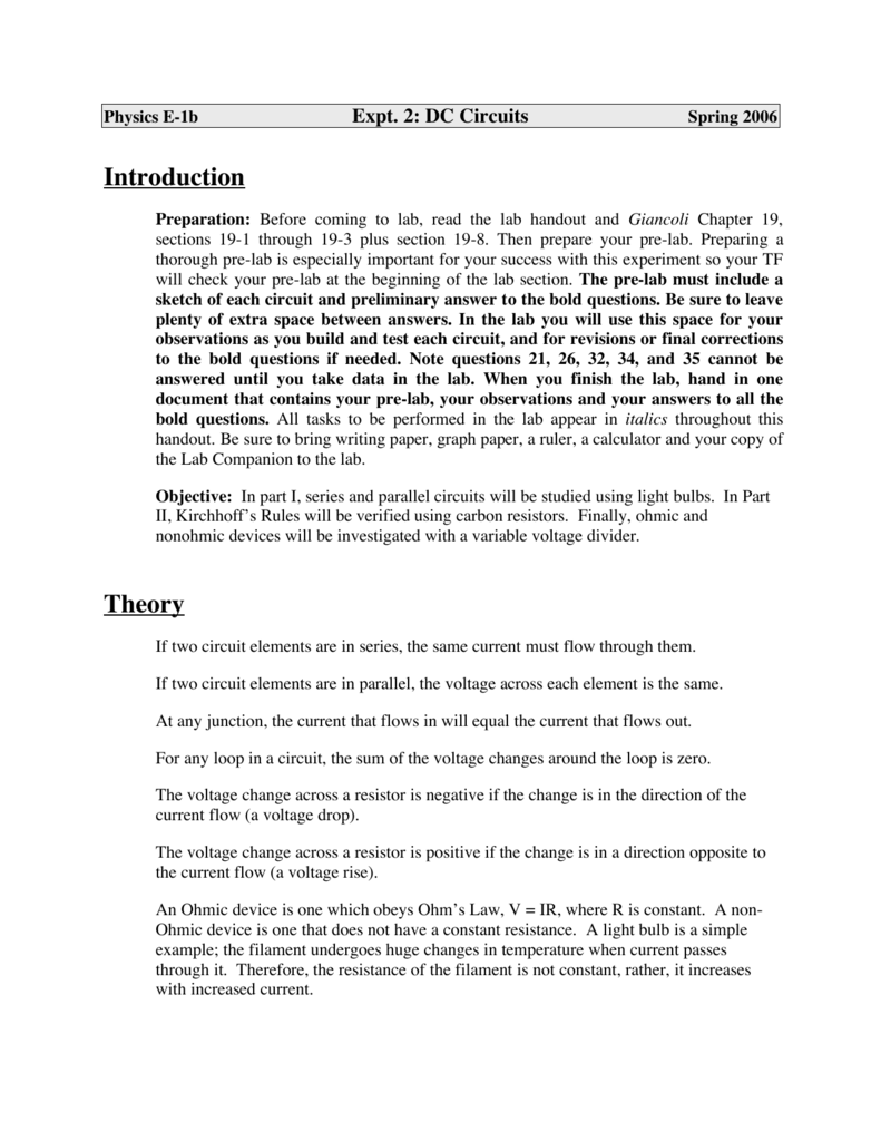 Series Parallel Circuits Lab Report Circuit Diagram