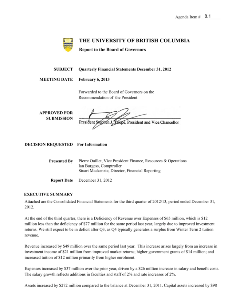 Quarterly Financial Statements Quarterly Financial Statements