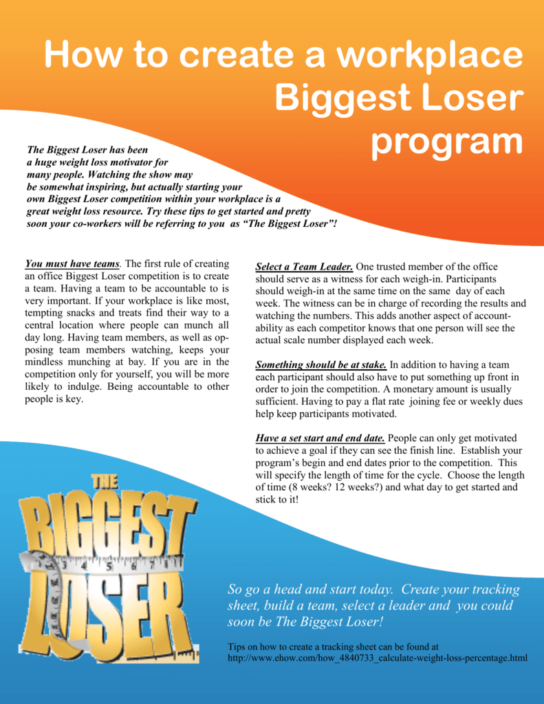 How To Create A Workplace Biggest Loser Program
