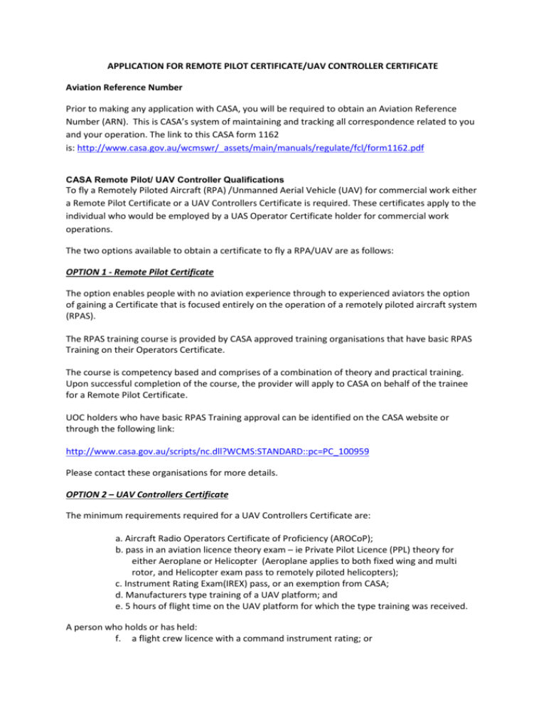 Application For Remote Pilot Certificate Application For Remote Pilot Certificate