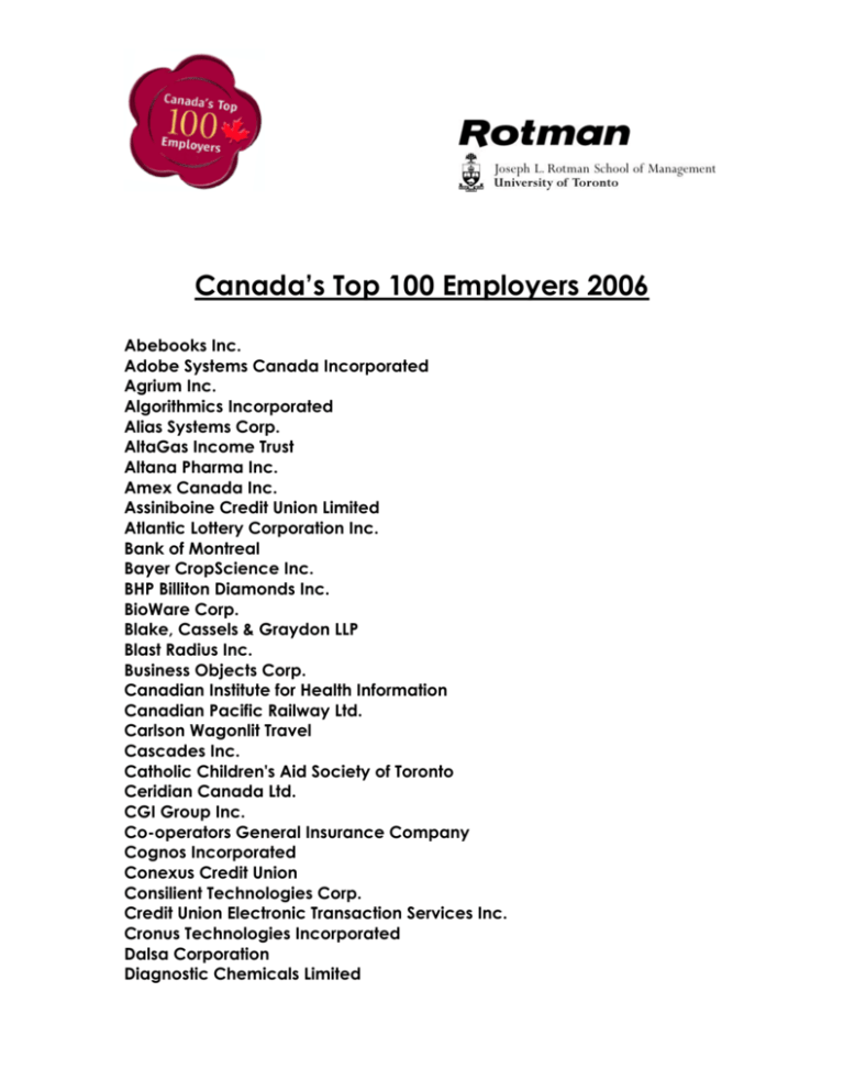 Canada s Top 100 Employers 2006 Canada s Top 100 Employers 2006