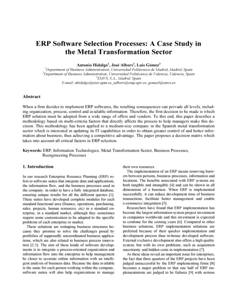ERP Software Selection Processes