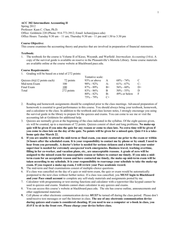 1 ACC 302 Intermediate Accounting II Spring 2012 1 ACC 302 Intermediate Accounting II Spring 2012