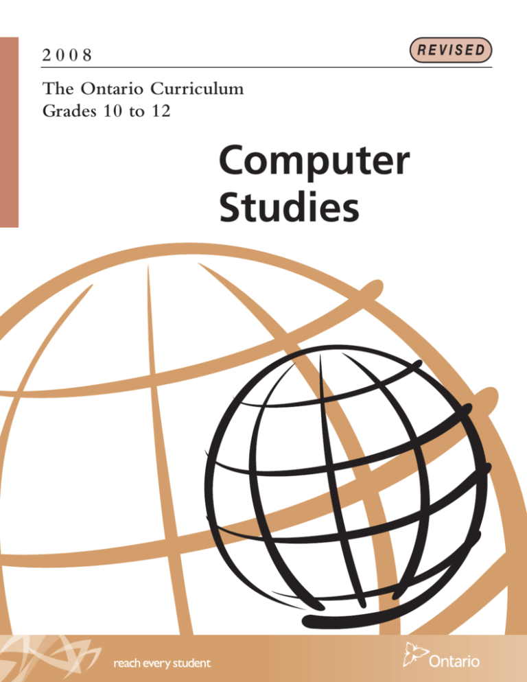The Ontario Curriculum Grades 10 To 12 Computer Studies