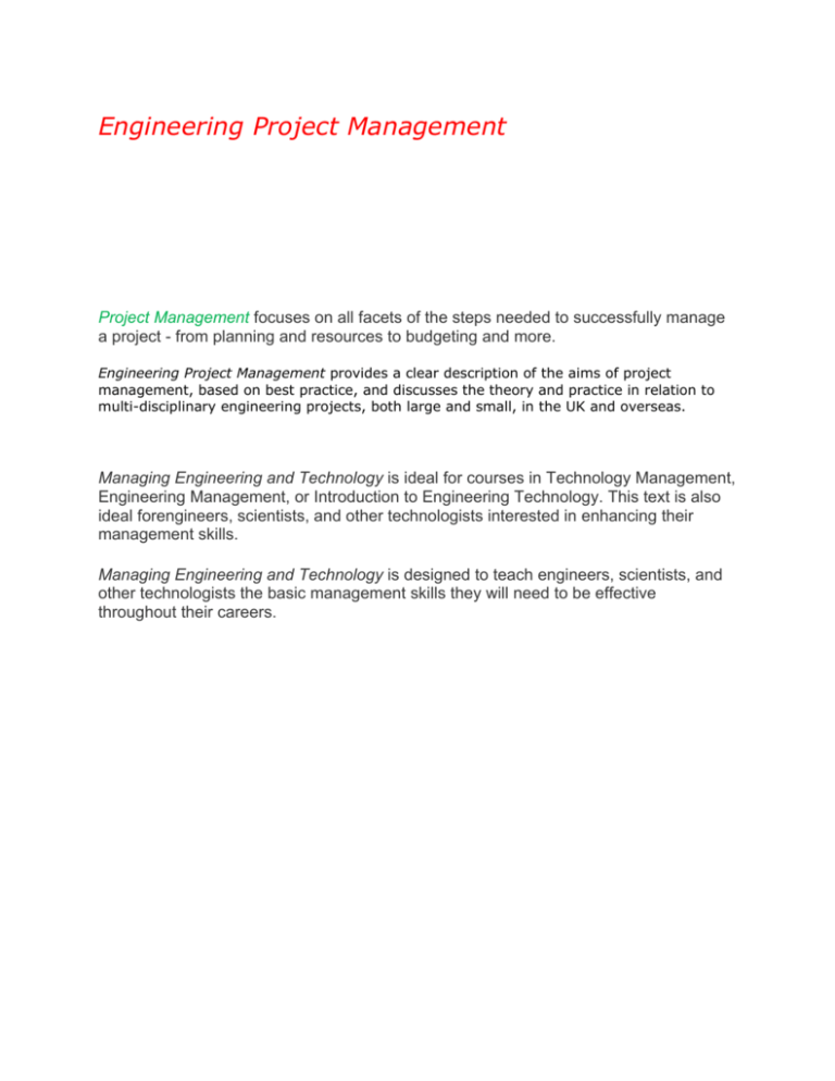Engineering Project Management