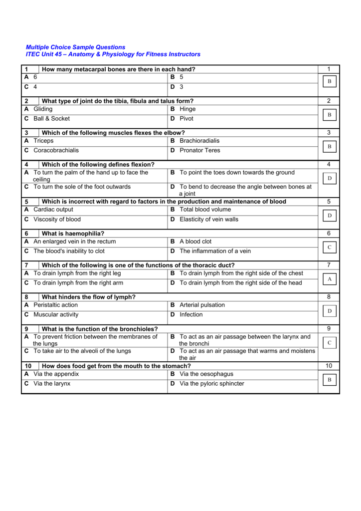 Multiple Choice Sample Questions