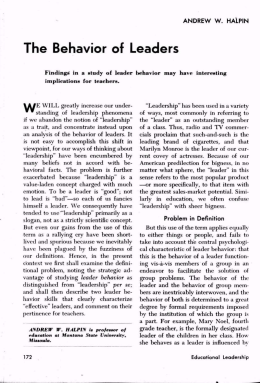 MANUAL for the LEADER BEHAVIOR DESCRIPTION QUESTIONNAIRE – Form XII