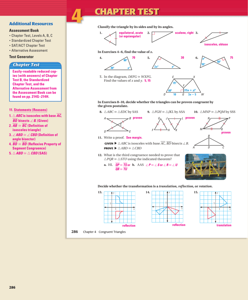 Geometry 4 Review Answers textbook 