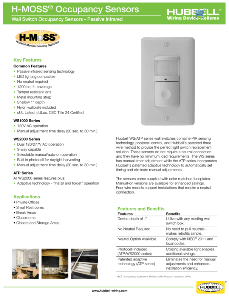 H-MOSS® Occupancy Sensors H-MoSS