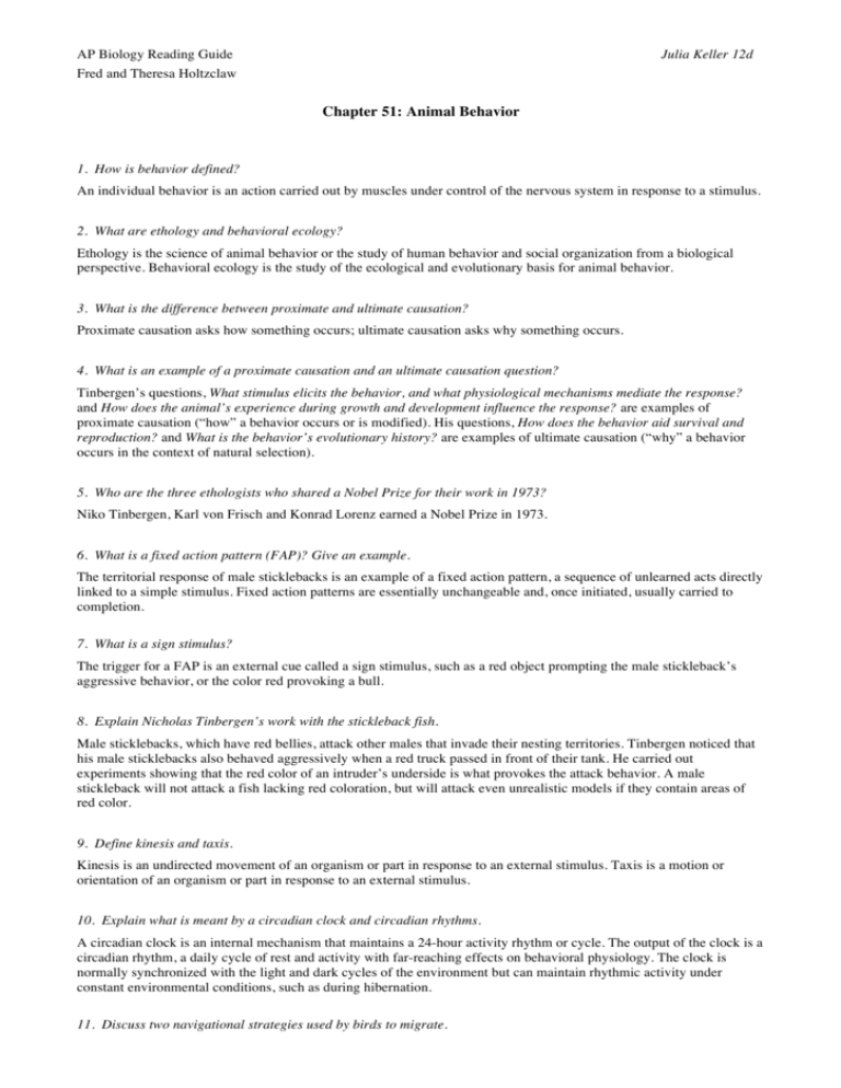 Chapter 51 Animal Behavior Biology E Chapter 51 Animal Behavior Biology E