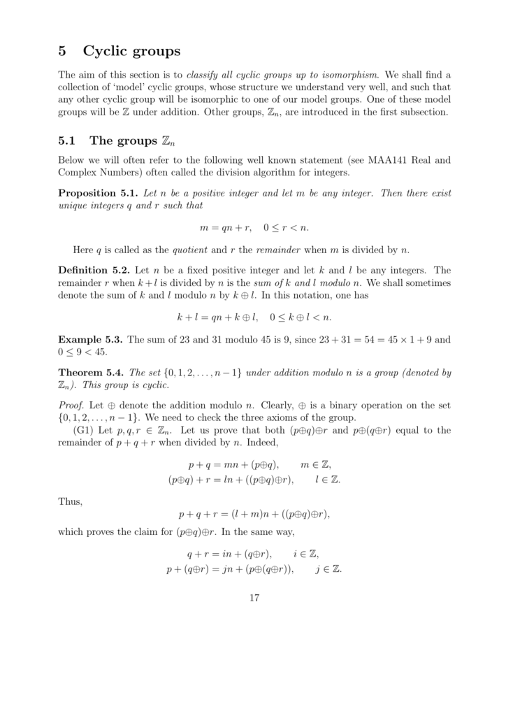 5 Cyclic Groups