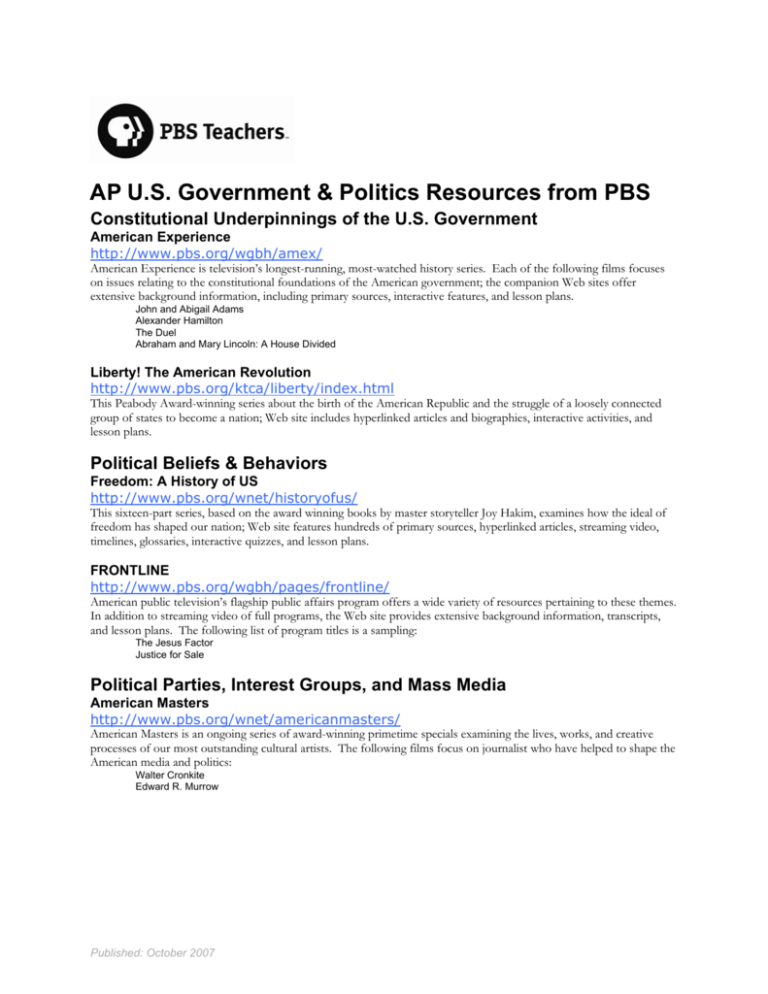AP US Government & Politics Resources from PBS