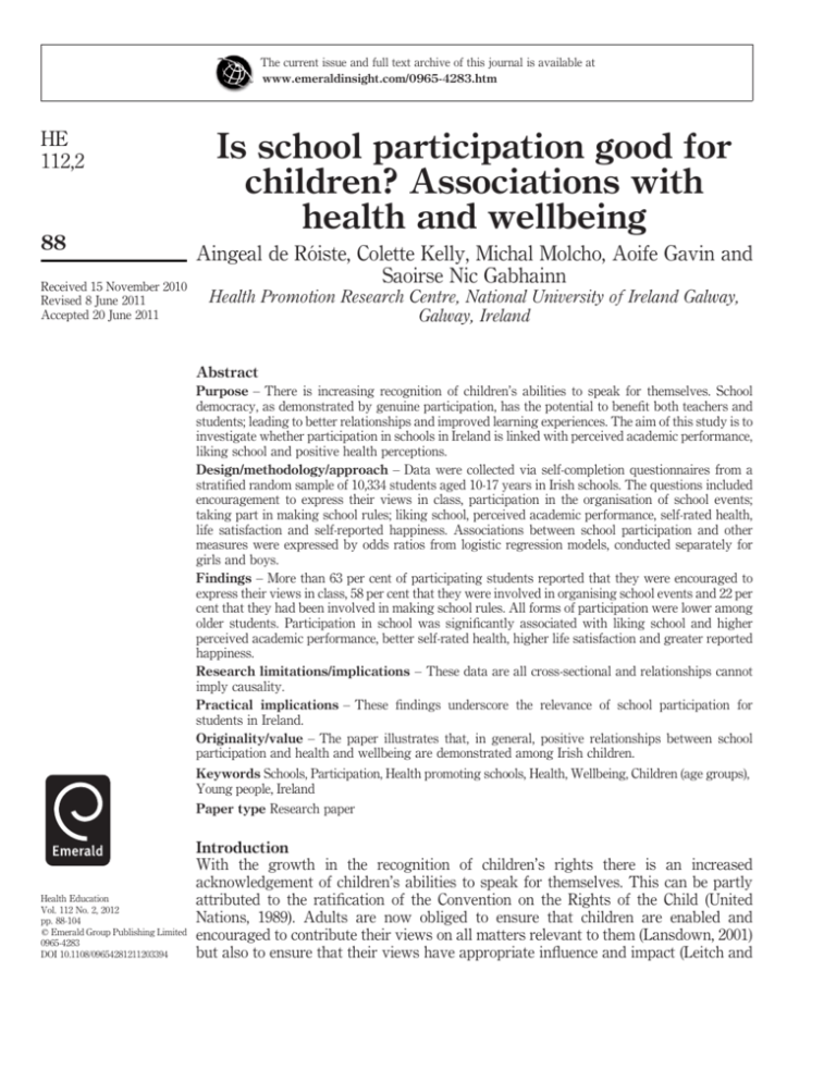 Is school participation good for children?