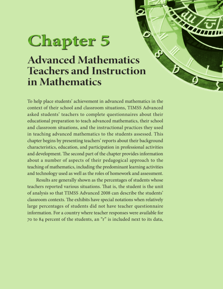 Chapter 5 Advanced Mathematics Teachers and Instruction in