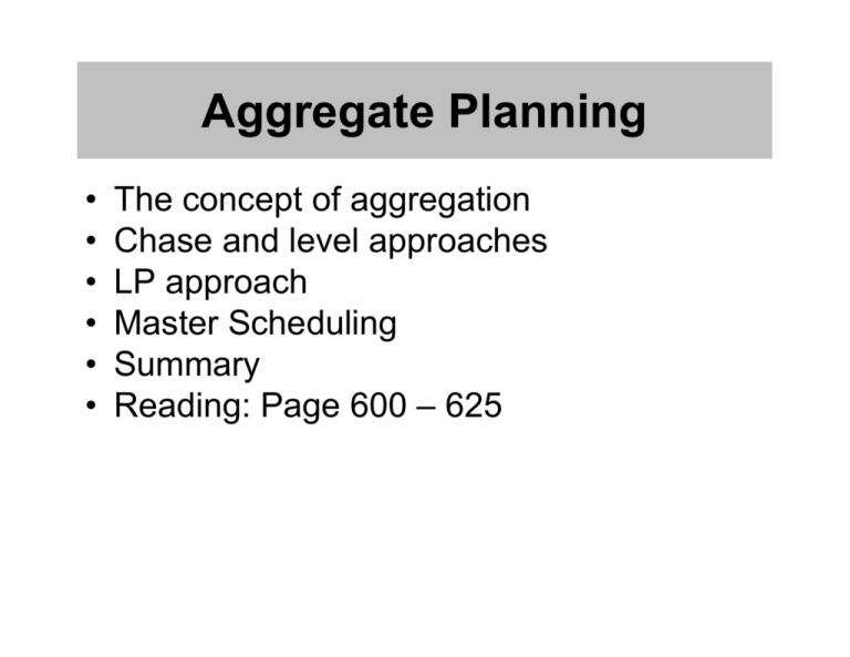 13 Aggregate Planning