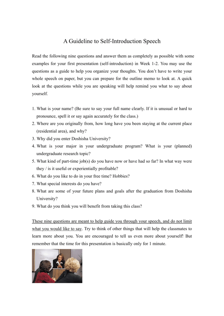 2 Minute Self Introduction Speech Examples Coverletterpedia