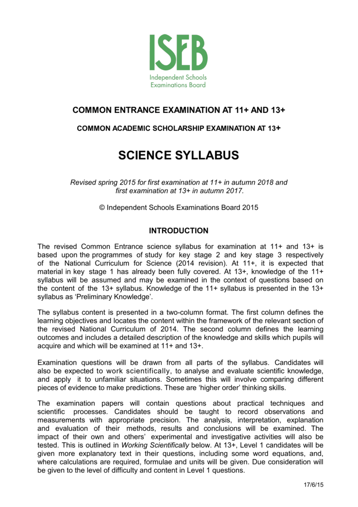 Science Syllabus