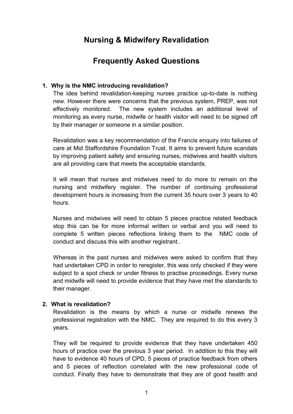 HC 055 15 Revalidation FAQs