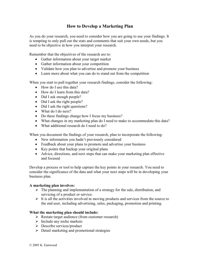 How To Develop A Marketing Plan