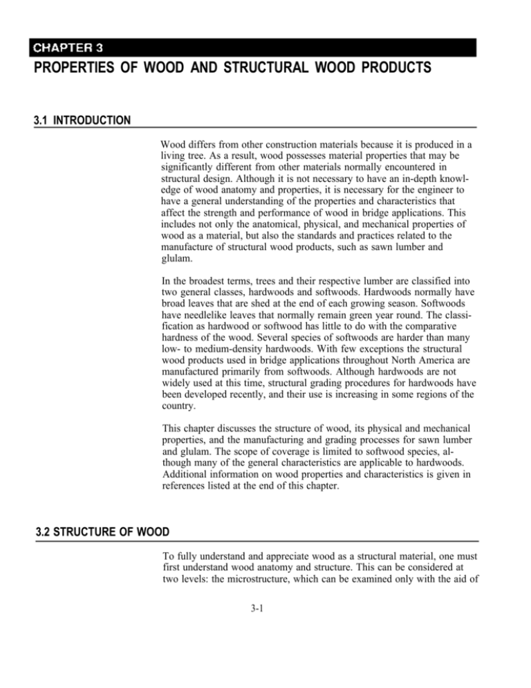 Properties of Wood and Structural Wood Products