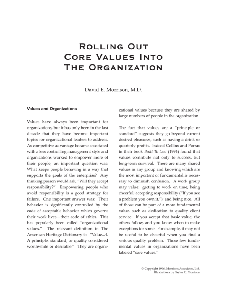 Rolling Out Core Values Into The Organization