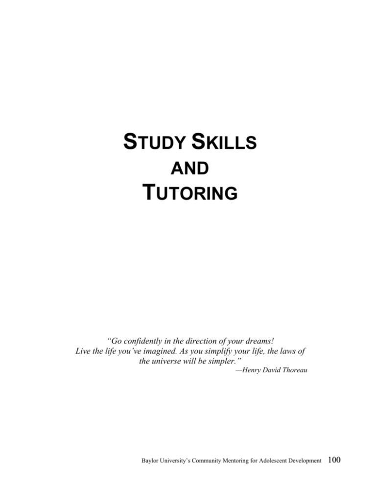 STUDY SKILLS AND TUTORING