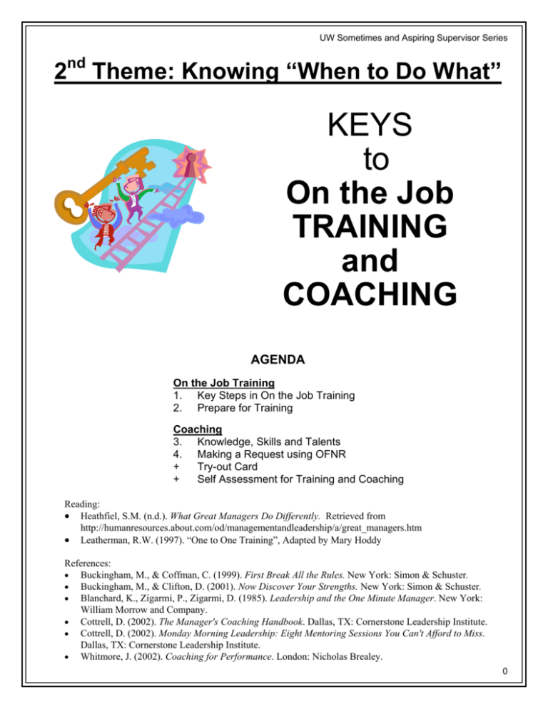 KEYS to On the Job TRAINING and COACHING