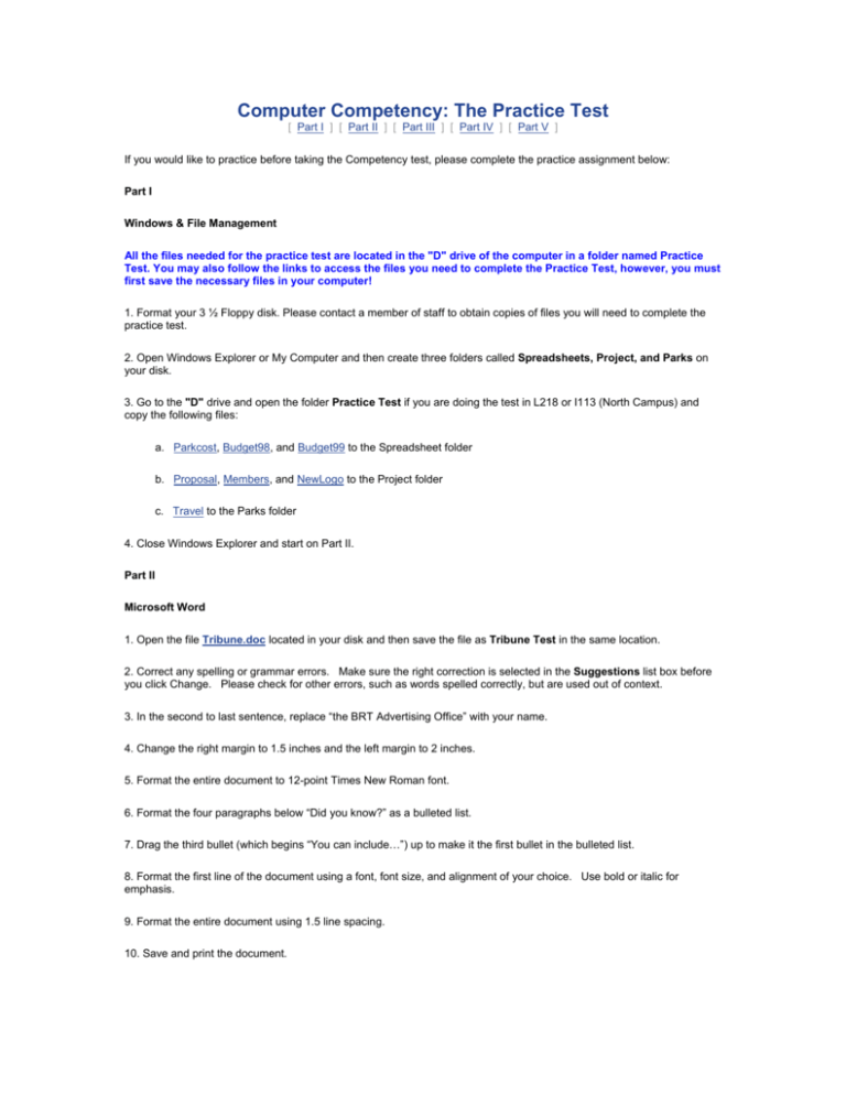 Computer Competency The Practice Test