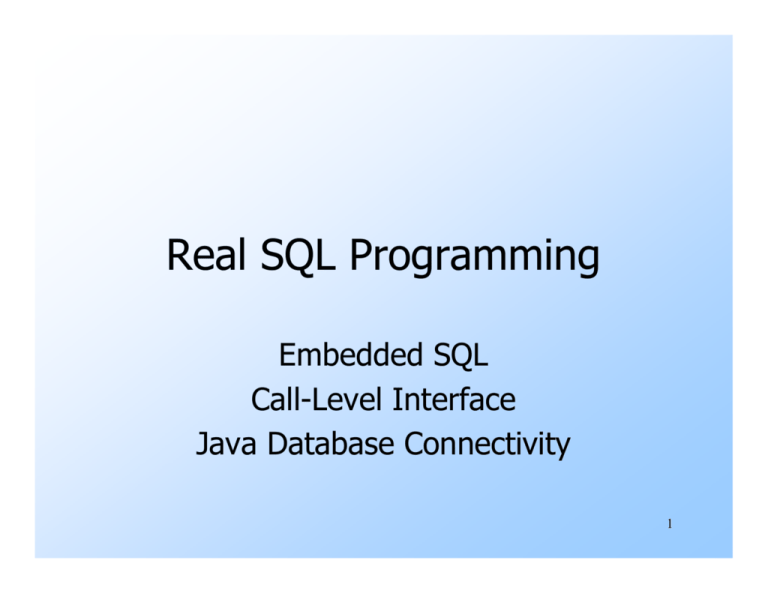 001 01 Embedded SQL CLI JDBC