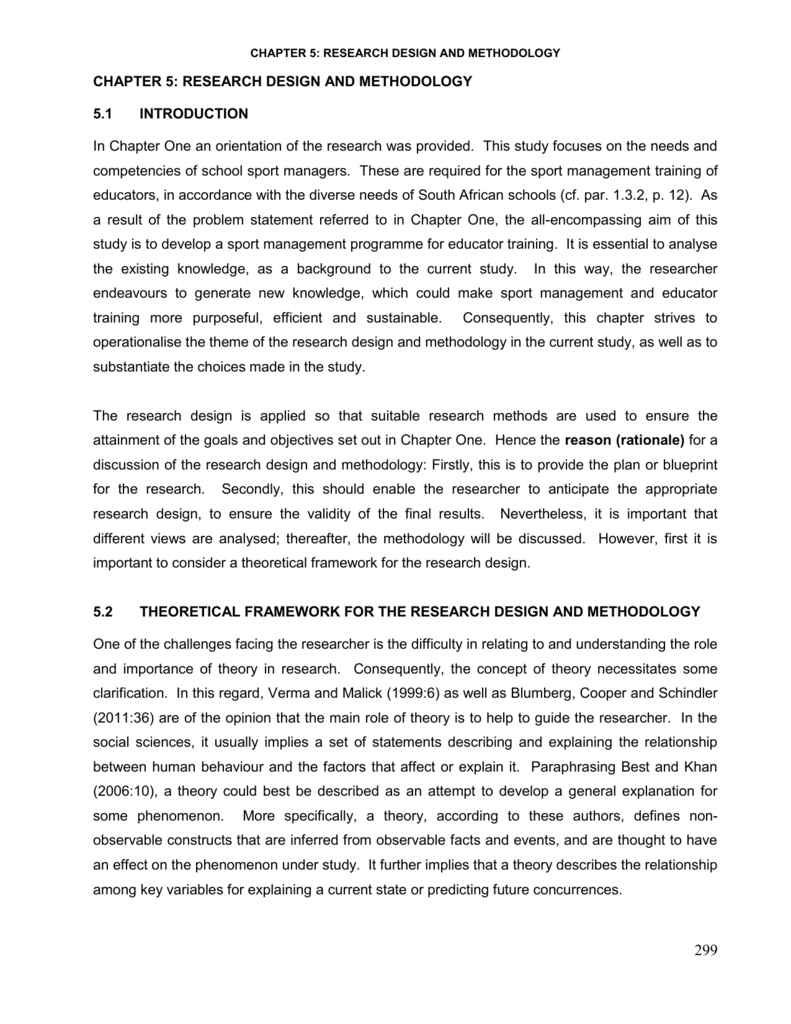 CHAPTER 5 RESEARCH DESIGN AND METHODOLOGY 5 1
