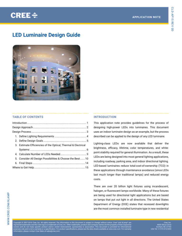 Cree Application Note: LED Luminaire Design Guide