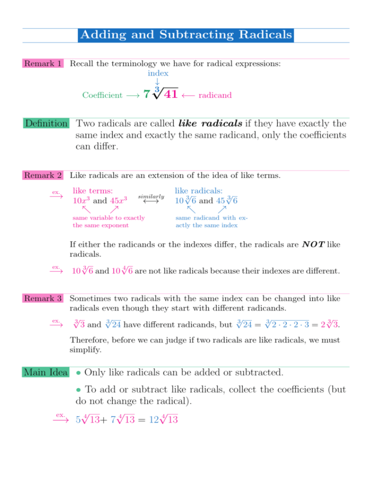 Adding And Subtracting Radicals 3 