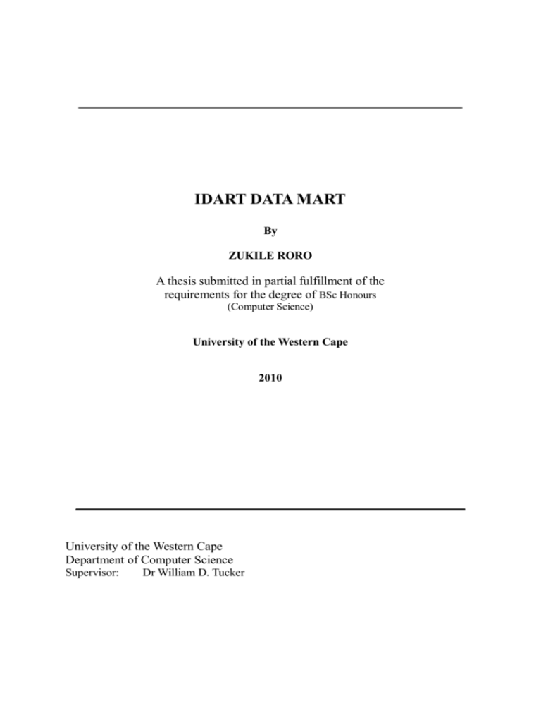 Idart Data Mart UWC Computer Science