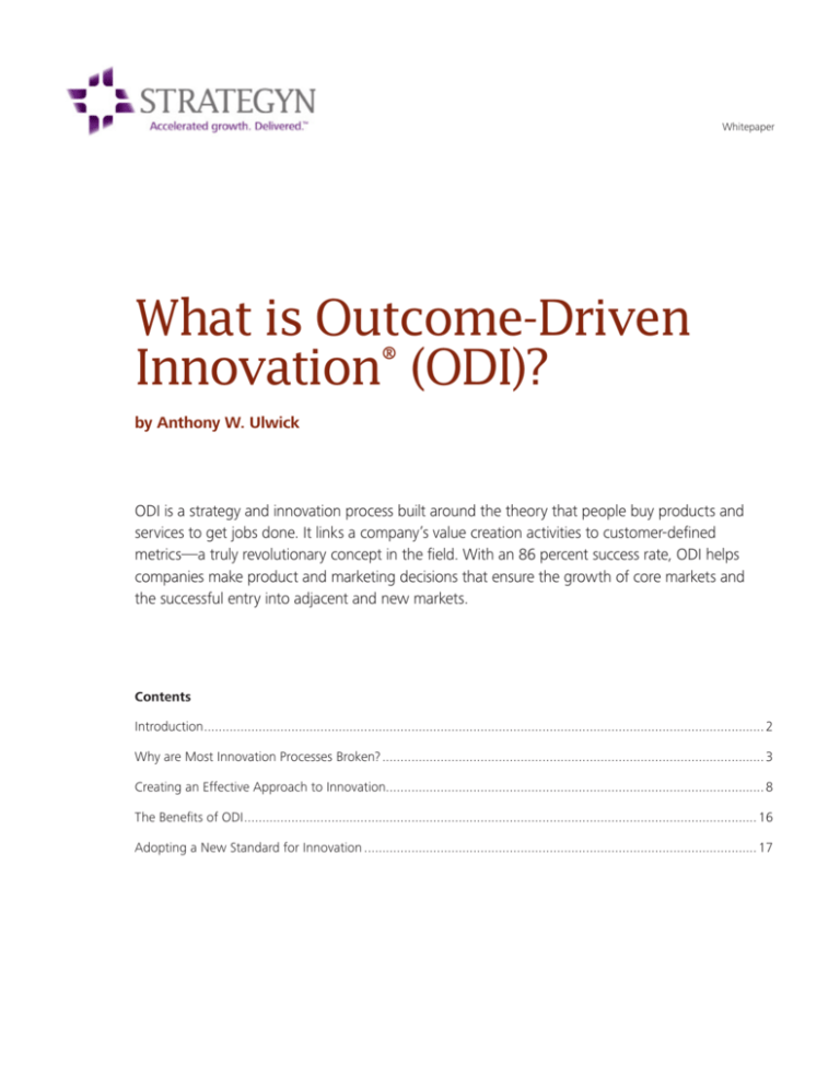 What Is Outcome Driven Innovation ODI 