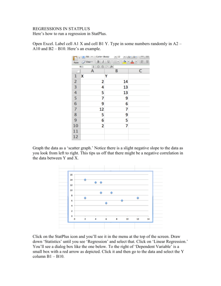 REGRESSIONS IN STATPLUS Here s How To Run A Regression In