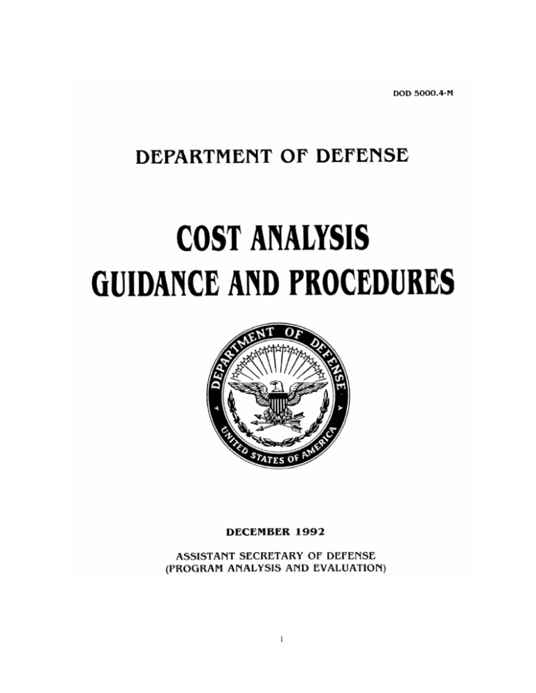 DoD Cost Analysis Guidance And Procedures DoD Cost Analysis Guidance And Procedures