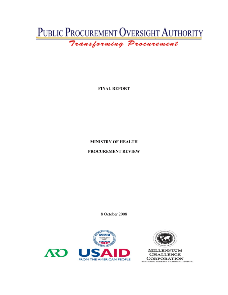 FINAL REPORT MINISTRY OF HEALTH PROCUREMENT REVIEW