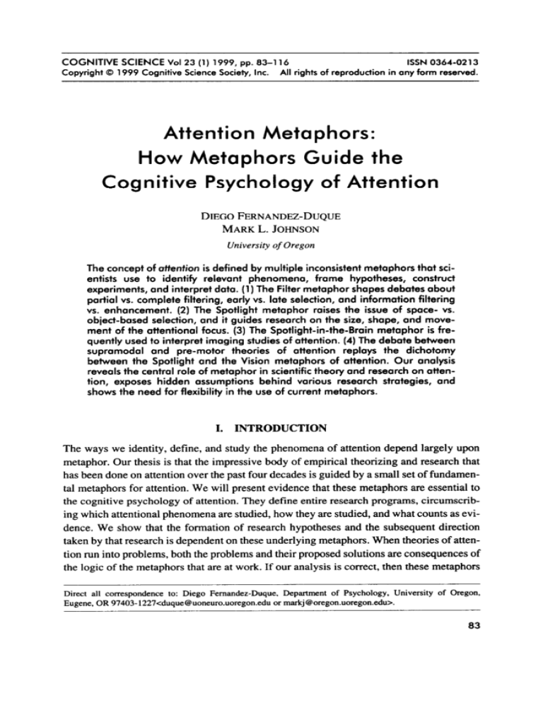 How Metaphors Guide the Cognitive Psychology of